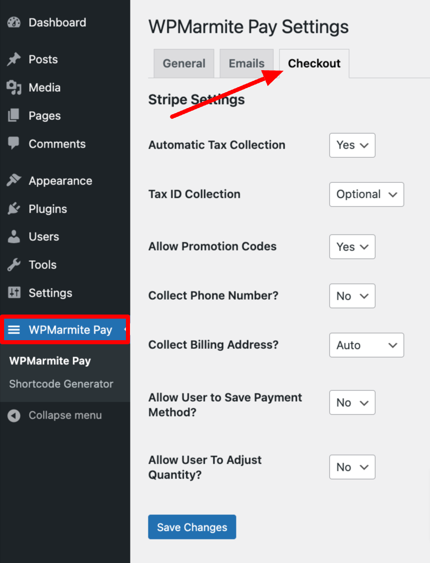 Set Stripe global parameters - WPMarmite Pay